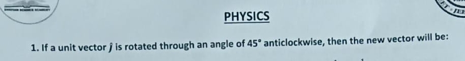 Solved PHYSICS If a unit vector hat(j) ﻿is rotated through | Chegg.com