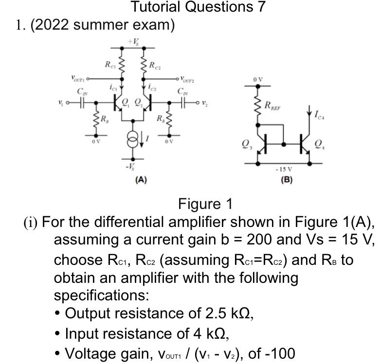 Solved Tutorial Questions 7(2022 ﻿summer exam)Figure 1(i) | Chegg.com