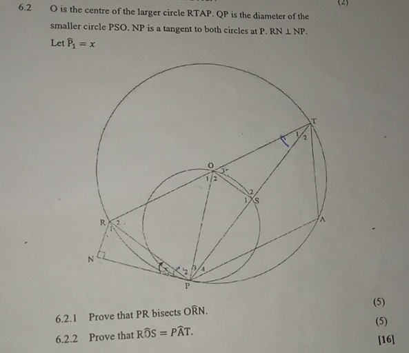 Solved 6.2 O ﻿is the centre of the larger circle RTAP. QP is | Chegg.com