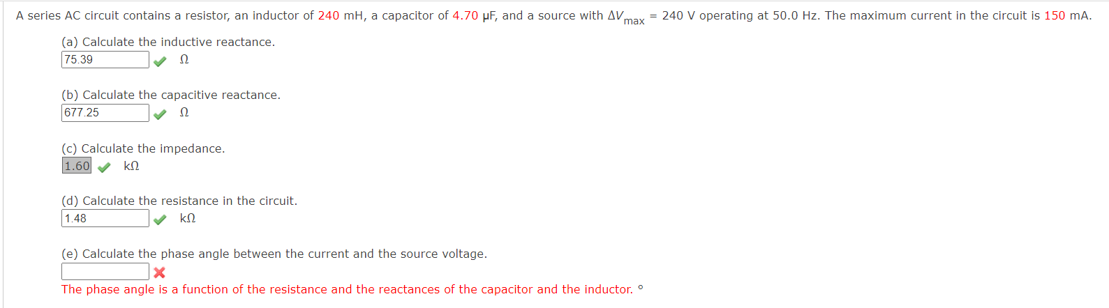 Solved (a) ﻿Calculate the inductive reactance.Ω(b) | Chegg.com