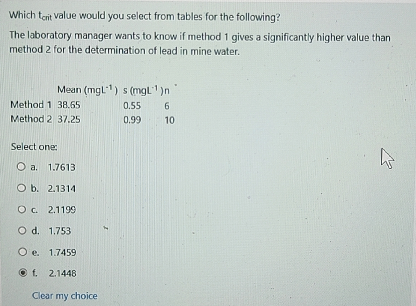 Solved Which tcrit ﻿value would you select from tables for | Chegg.com