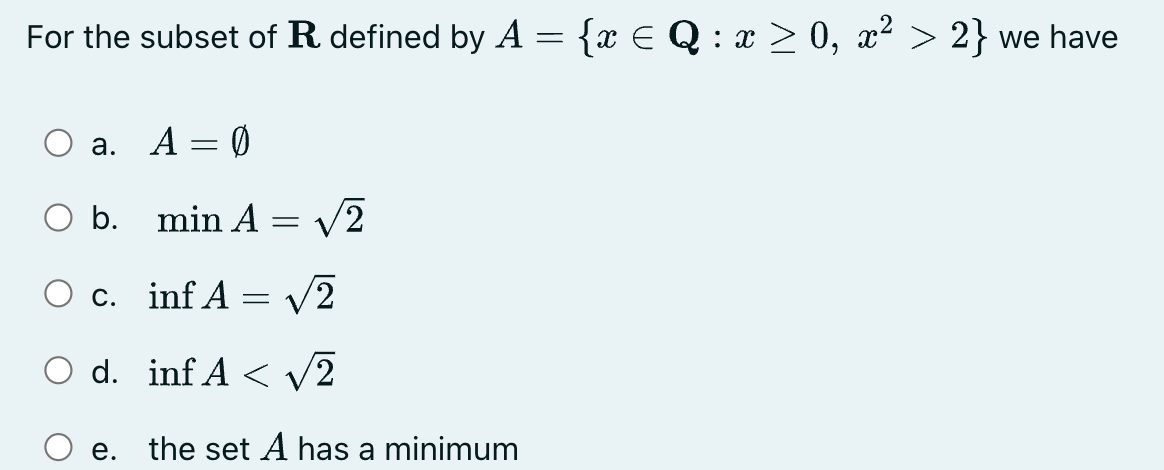 Solved code class="asciimath">For the subset of R defined by | Chegg.com