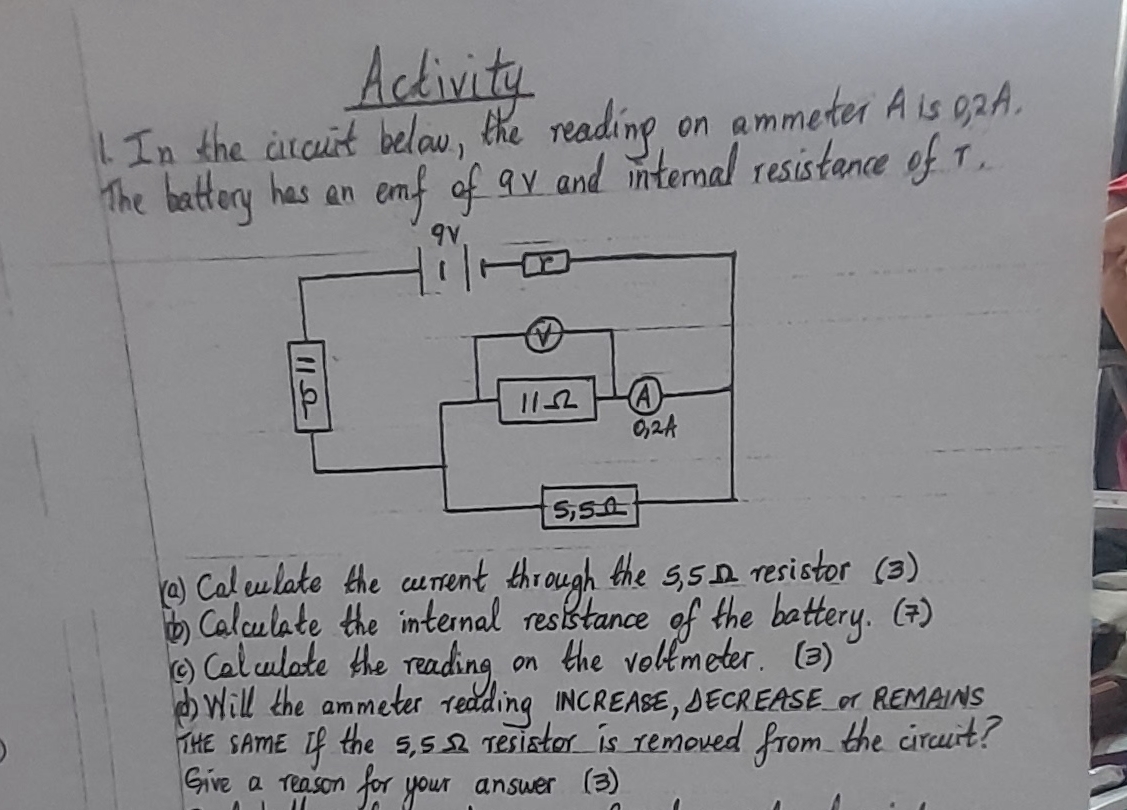 Solved Aclivity In the circuist below, the reading on a | Chegg.com