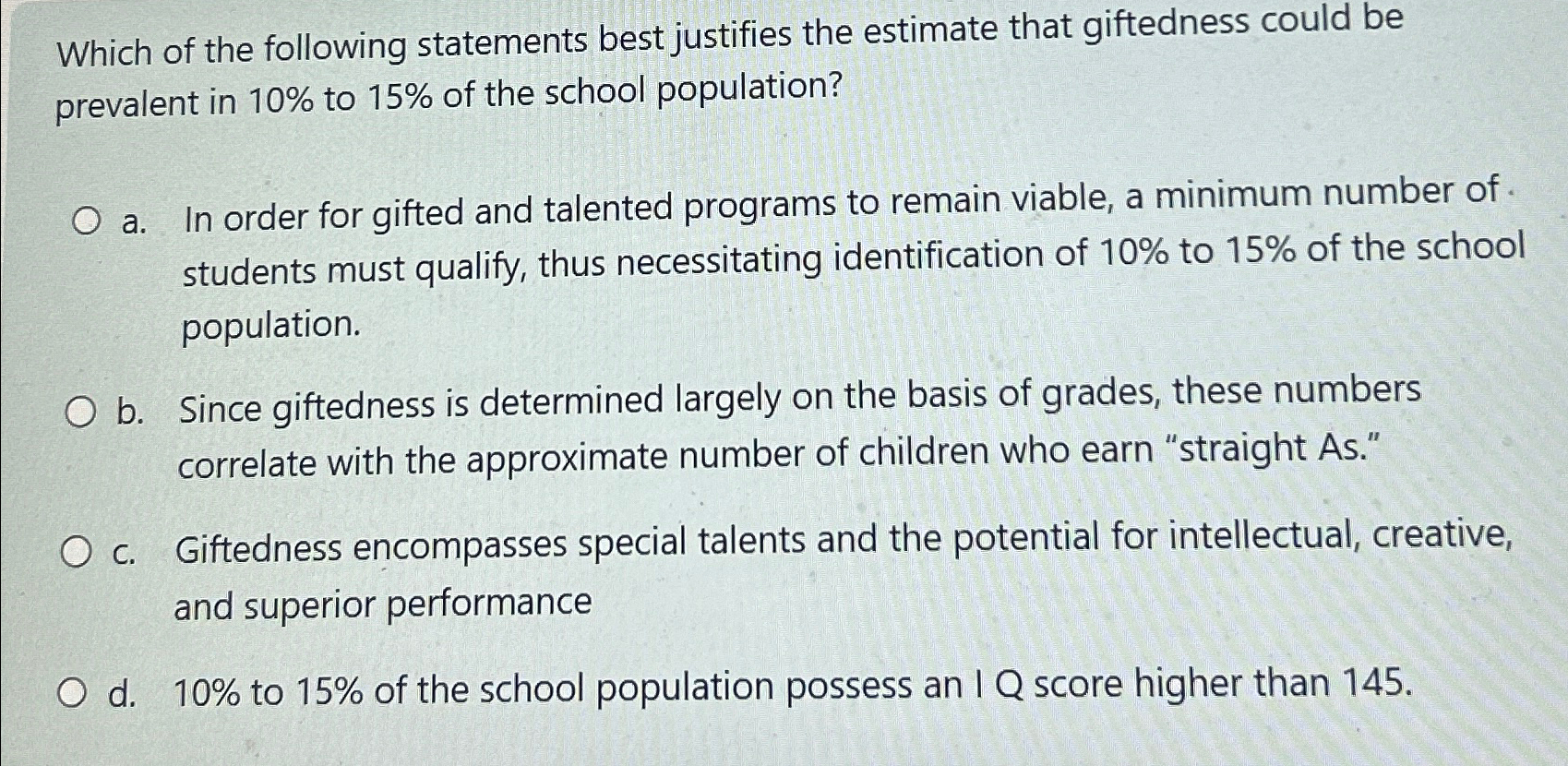 Solved Which of the following statements best justifies the | Chegg.com