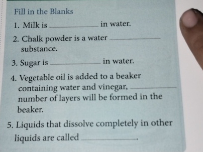 Solved Fill in the BlanksMilk is ﻿in water.Chalk powder is | Chegg.com