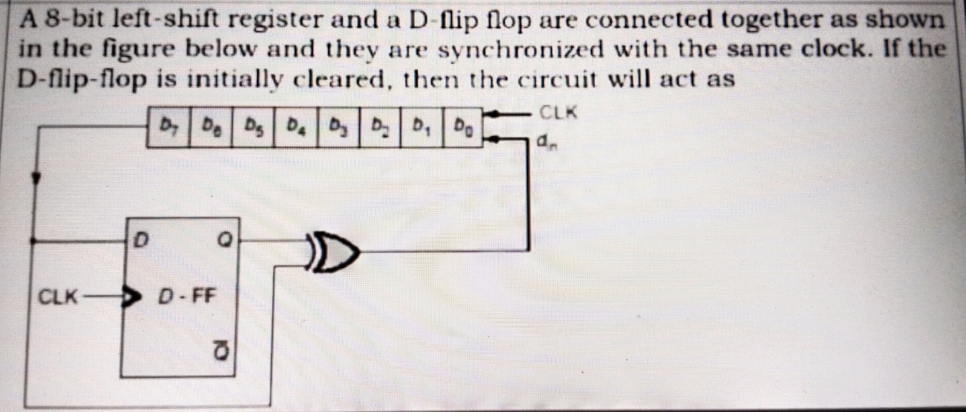 Solved A 8-bit left-shift register and a D-flip flop are | Chegg.com