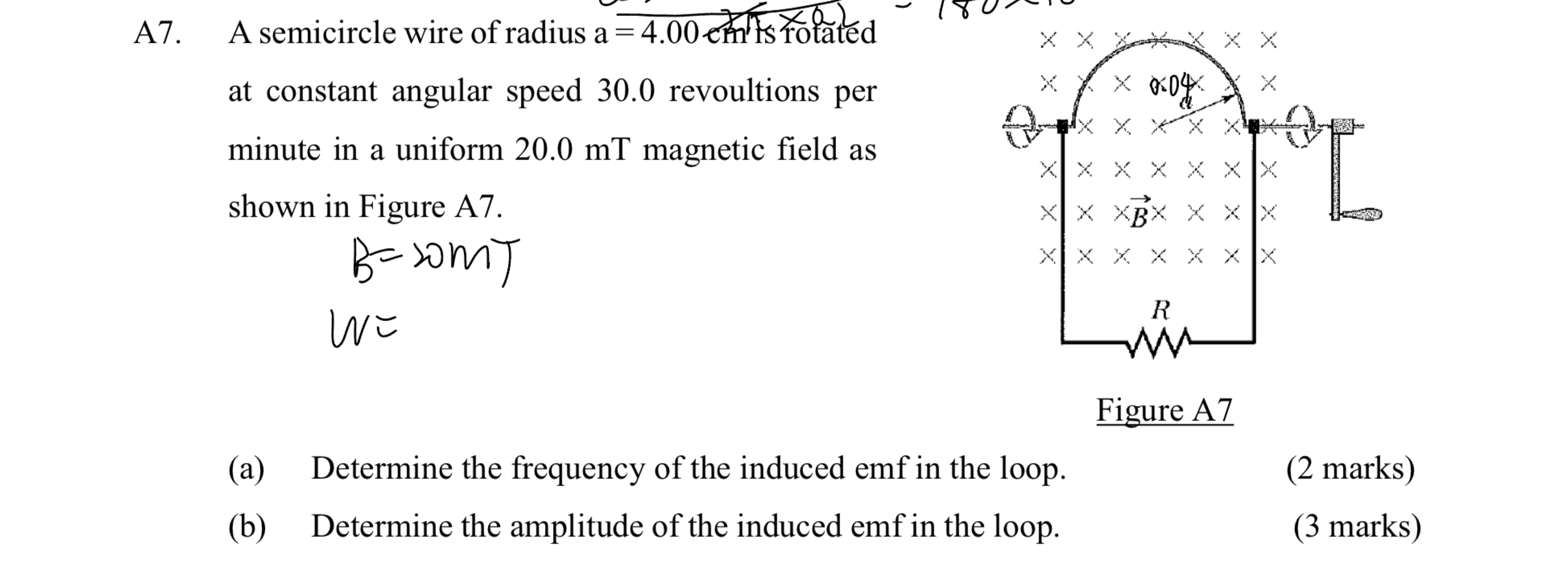 Solved A7. ﻿A semicircle wire of radius a =4.00 ﻿em ts | Chegg.com