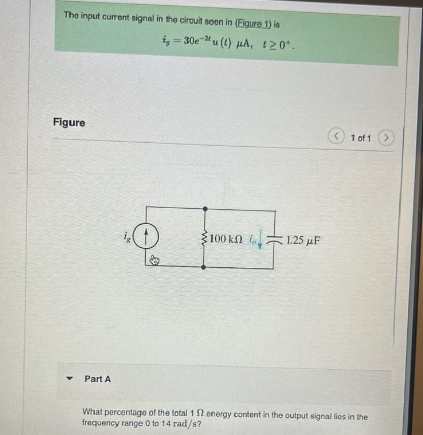 Solved The input current signal in the circuit seen in | Chegg.com