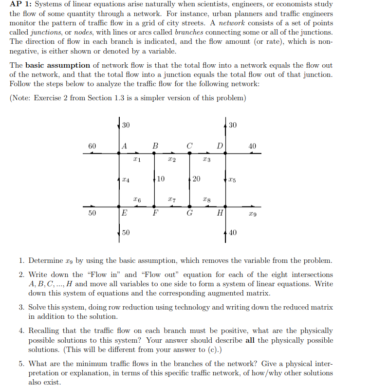 Solved AP 1: Systems of linear equations arise naturally | Chegg.com