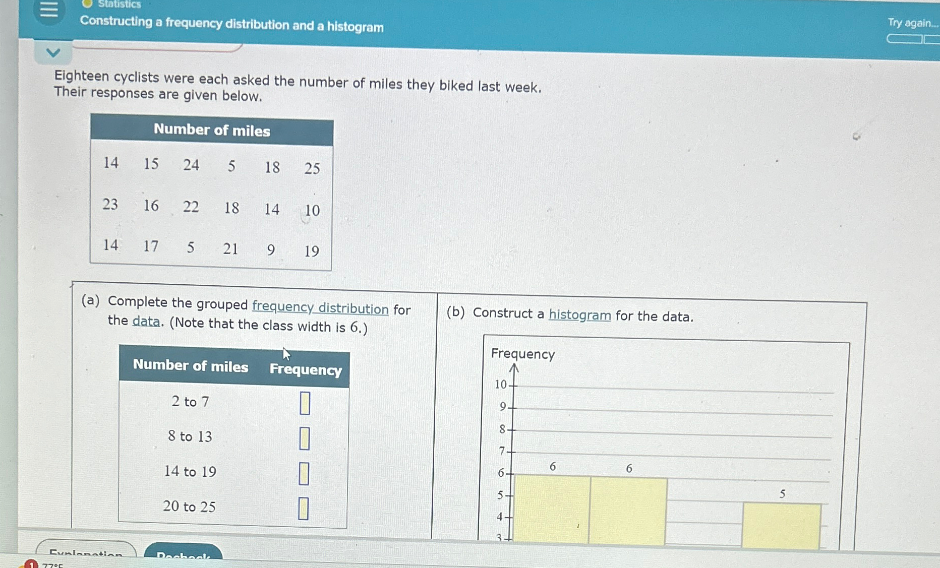 Solved Constructing a frequency distribution and a | Chegg.com
