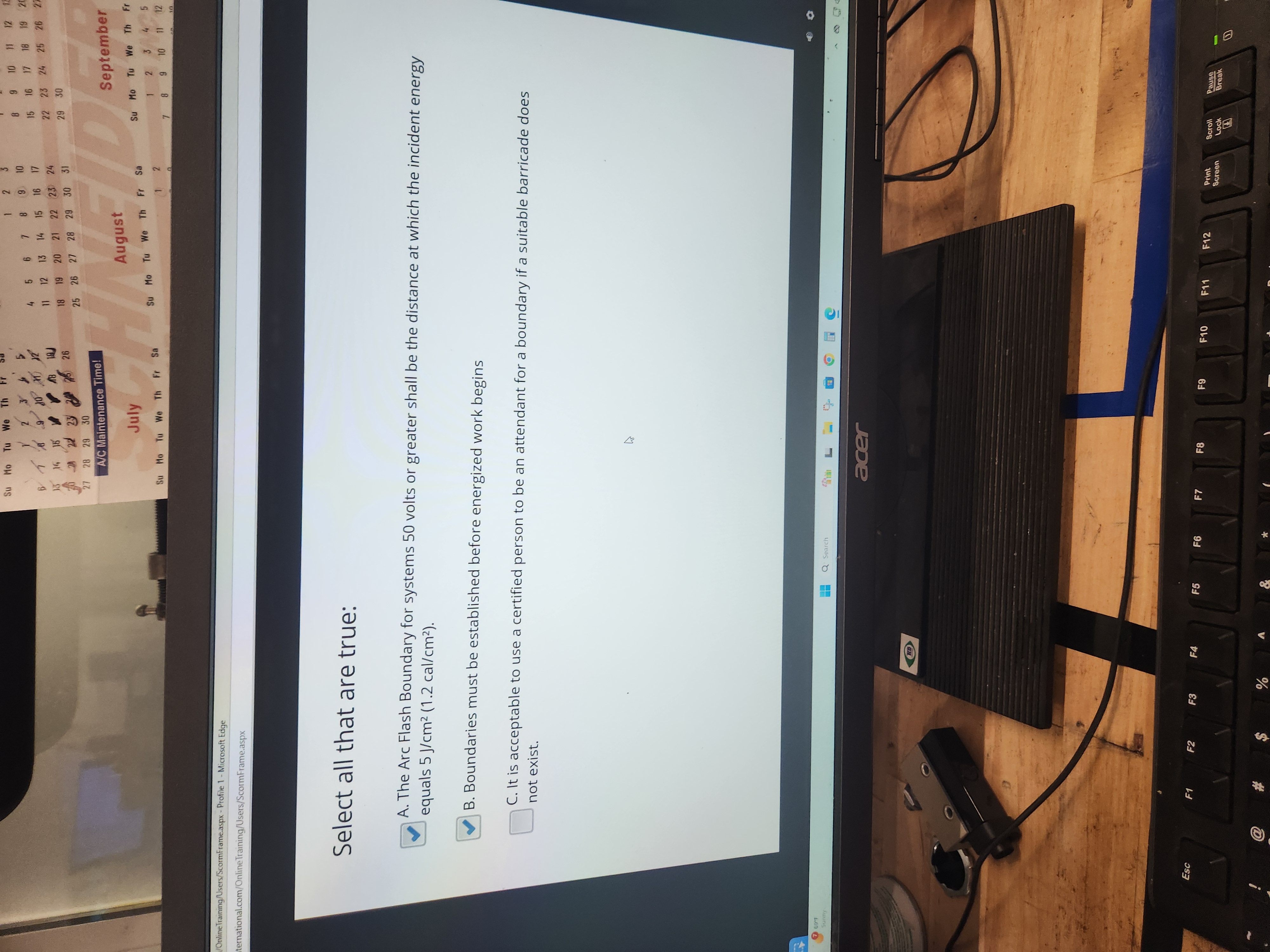 Solved Select all that are true: A. ﻿The Arc Flash Boundary | Chegg.com