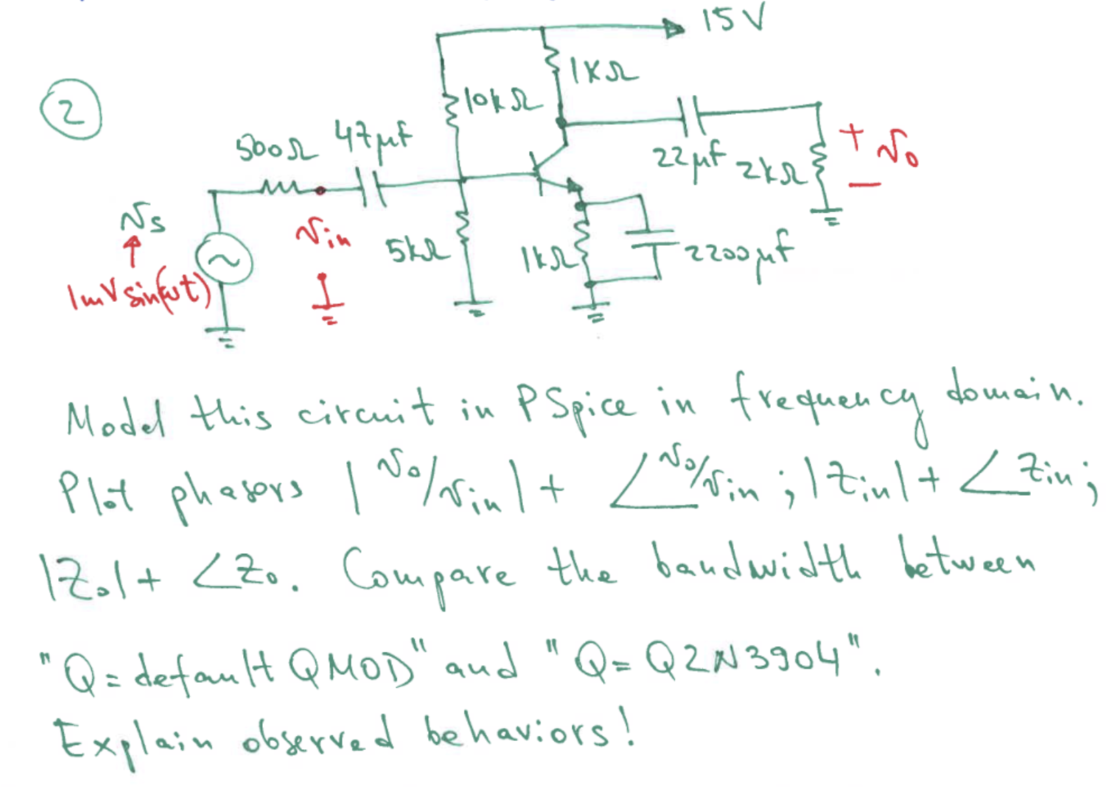 Model this circuit in PSpice in frequency domain. | Chegg.com