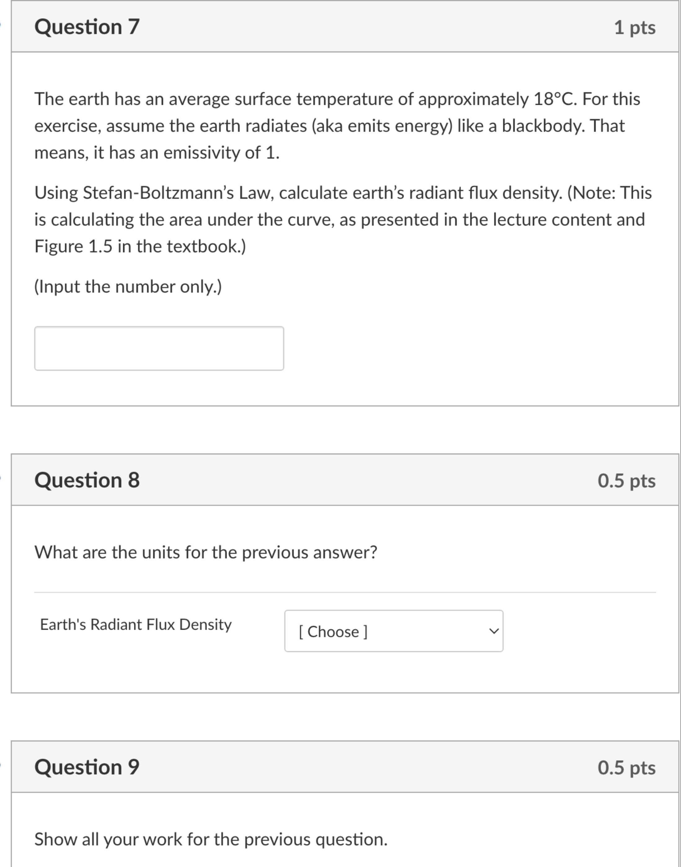Solved Question 7The earth has an average surface | Chegg.com