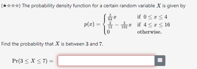 放纷坮) ﻿The probability density function for a | Chegg.com