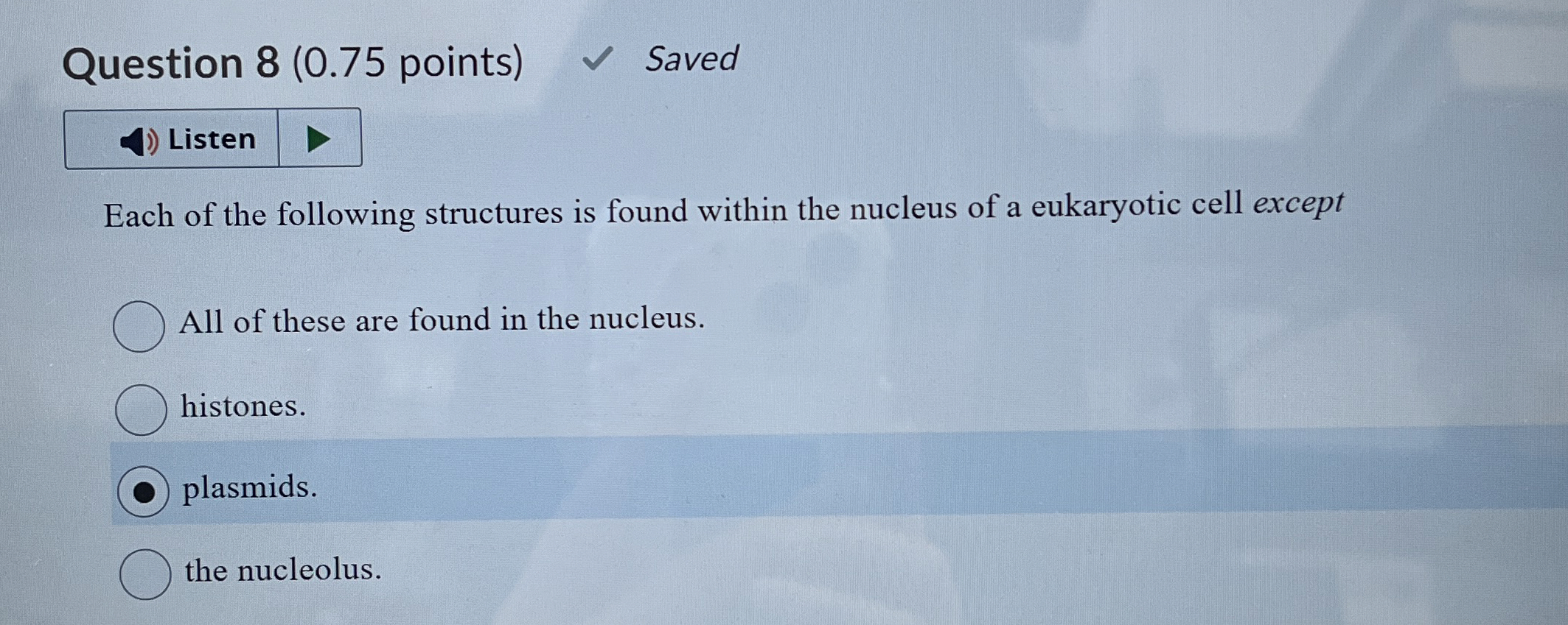 Solved Question 8 ( 0.75 ﻿points) ﻿SavedEach of the | Chegg.com