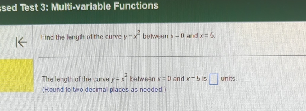 Solved Sed Test 3 Multi Variable Functionsfind The Length 4921