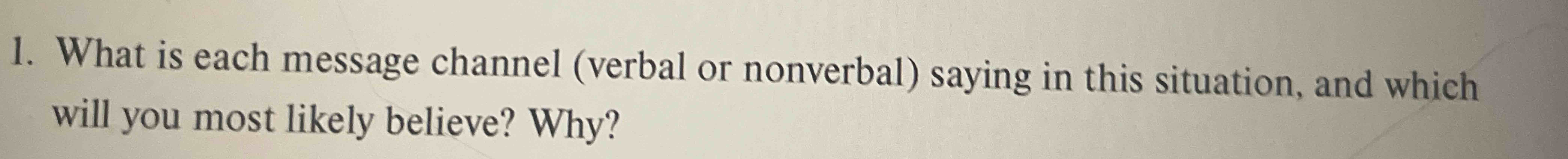 Solved What is each message channel (verbal or nonverbal) | Chegg.com