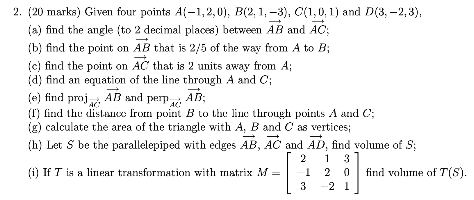 Solved (20 ﻿marks) ﻿Given four points | Chegg.com