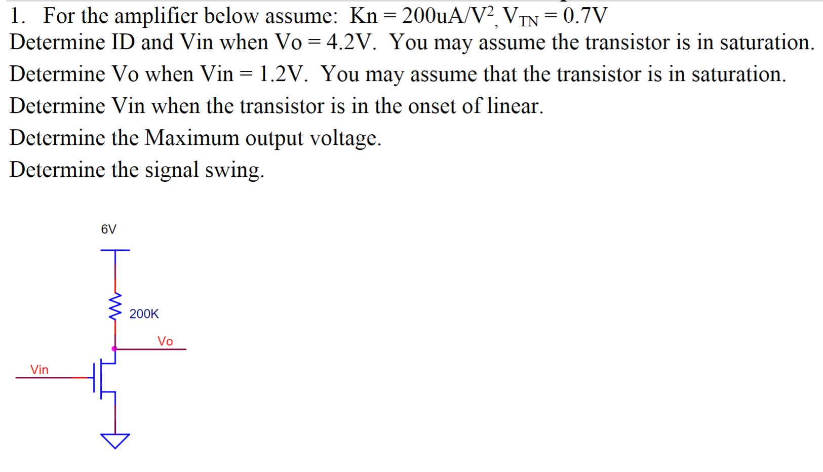 Solved For the amplifier below assume: | Chegg.com