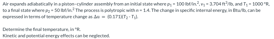 Solved Air expands adiabatically in a piston-cylinder | Chegg.com