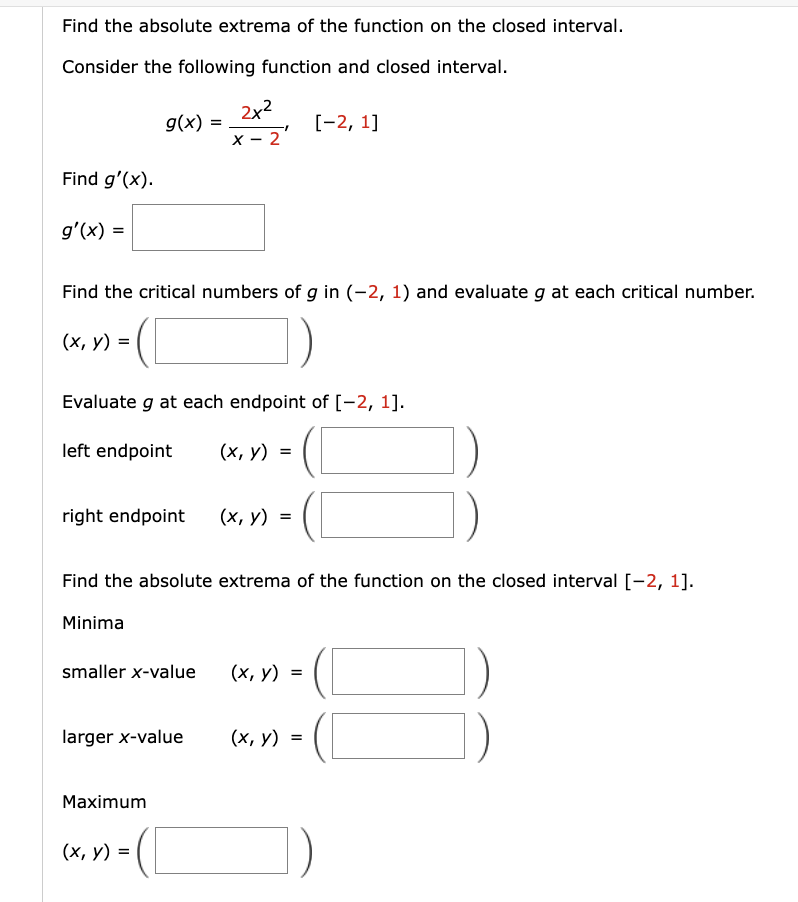 Solved Find the absolute extrema of the function on the | Chegg.com