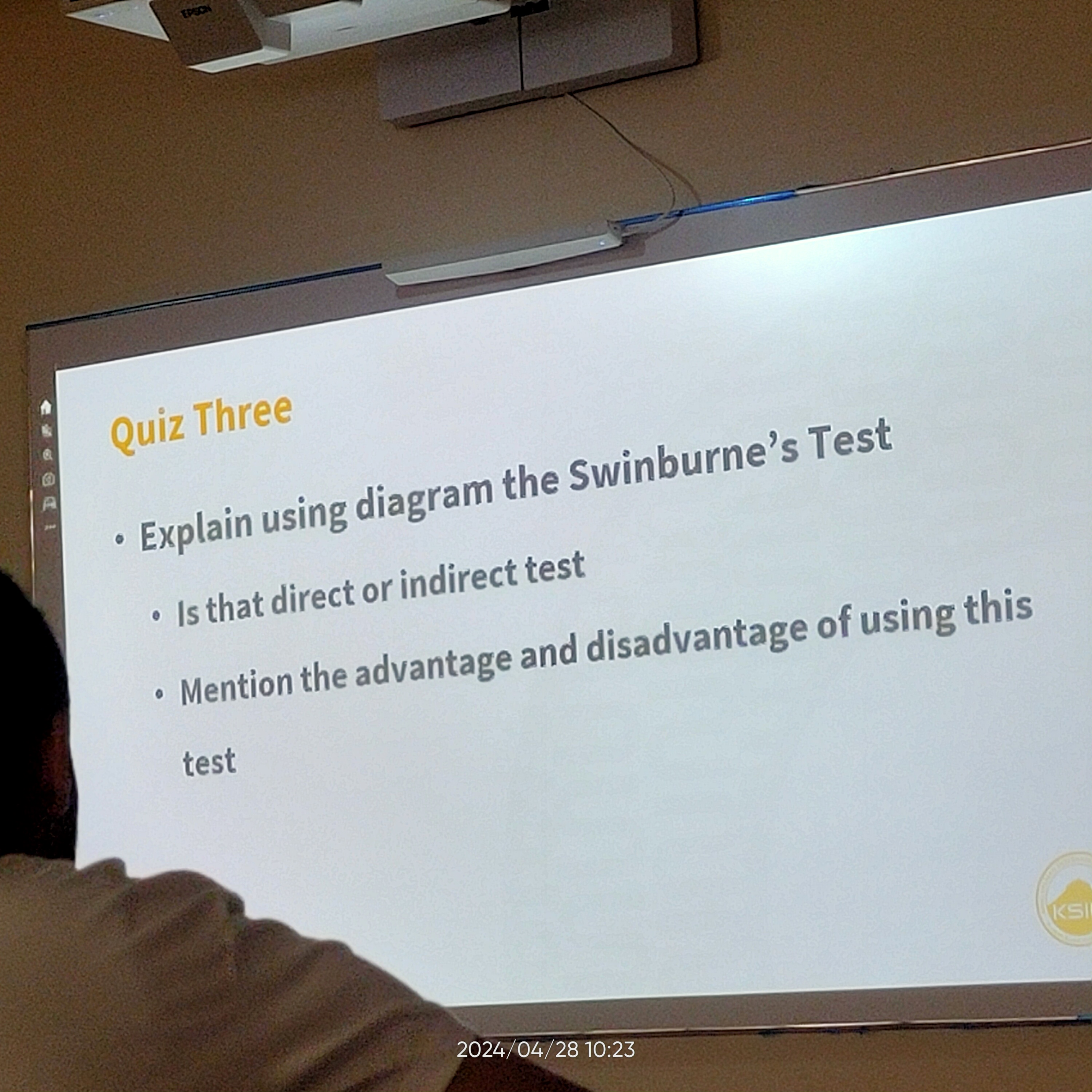 Solved Quiz Three Explain using diagram the Swinburne's Test | Chegg.com