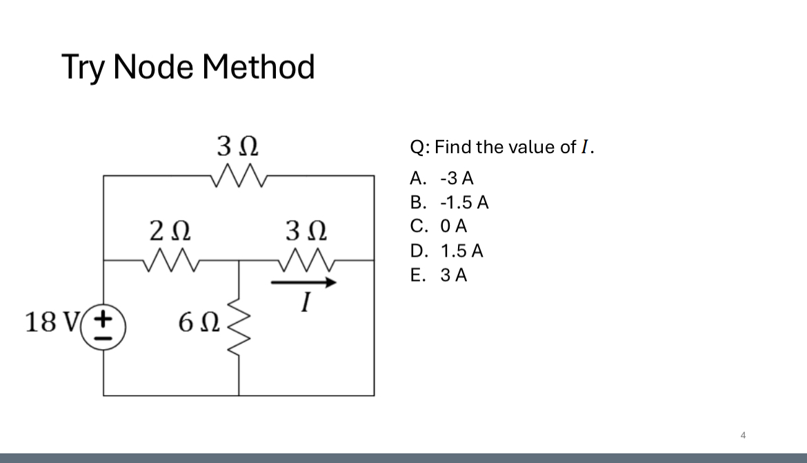 Solved Try Node Method Q: Find the value of I. A. -3A | Chegg.com