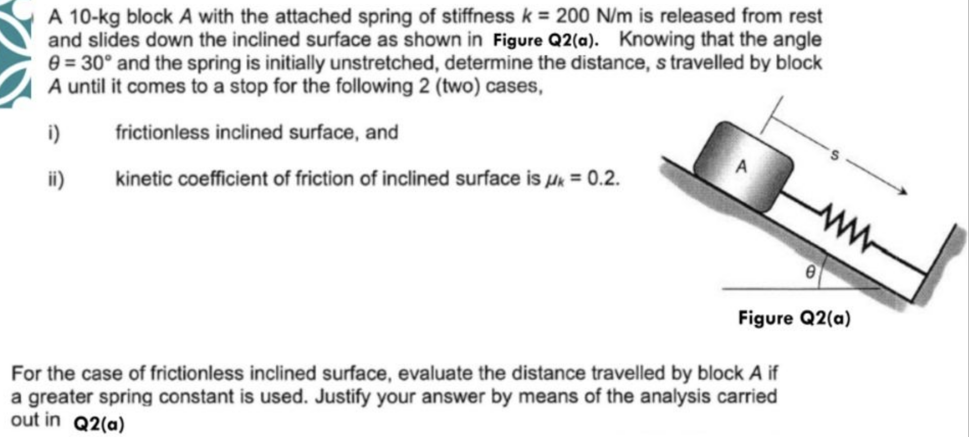 Solved For the case of frictionless inclined surface, | Chegg.com