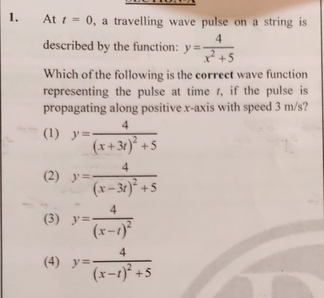 Solved At t=0, ﻿a travelling wave pulse on a string is | Chegg.com