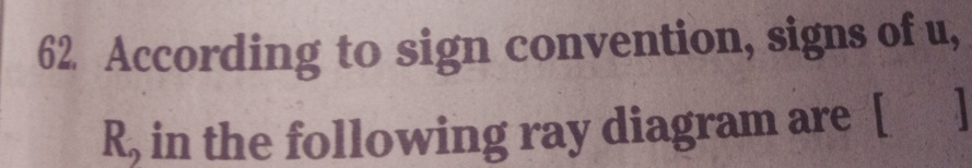 Solved According to sign convention, signs of u, R, ﻿in the | Chegg.com