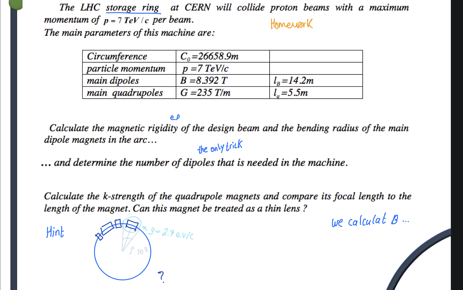 Solved The LHC storage ring at CERN will collide proton | Chegg.com