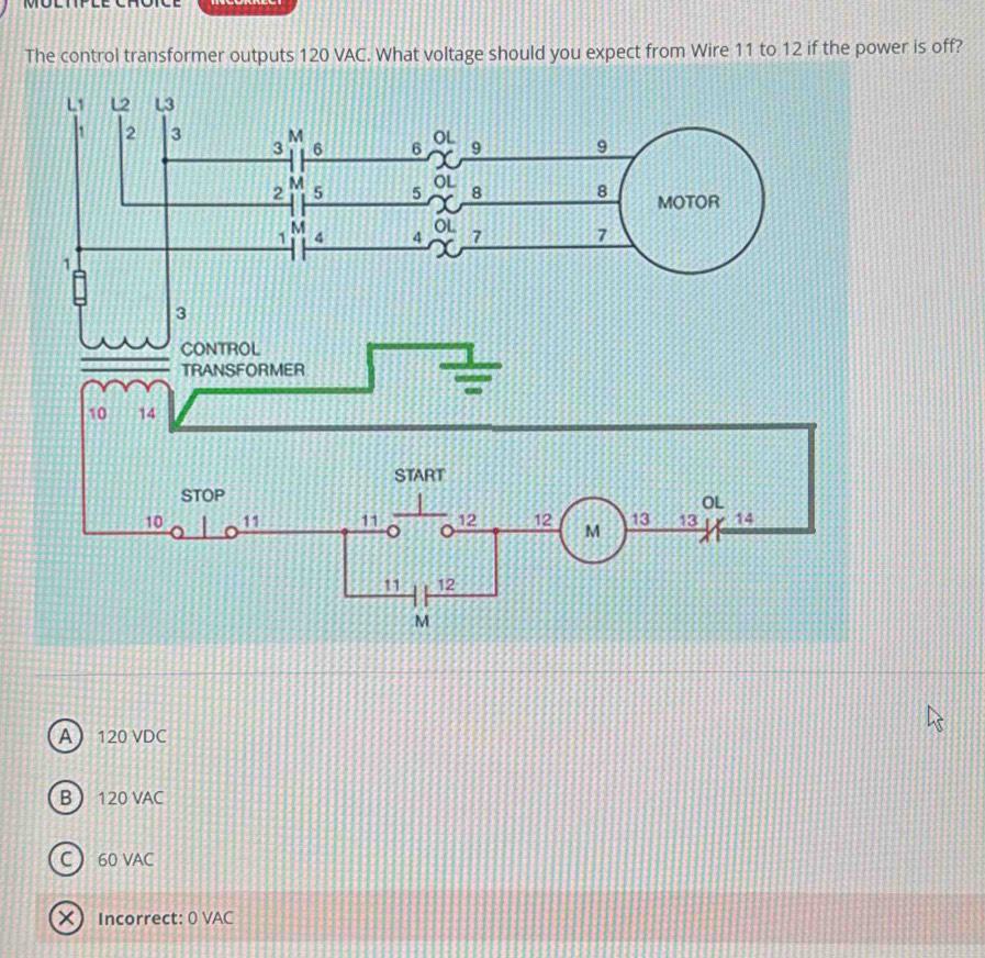 Solved The control transformer outputs 120 ﻿VAC. What | Chegg.com