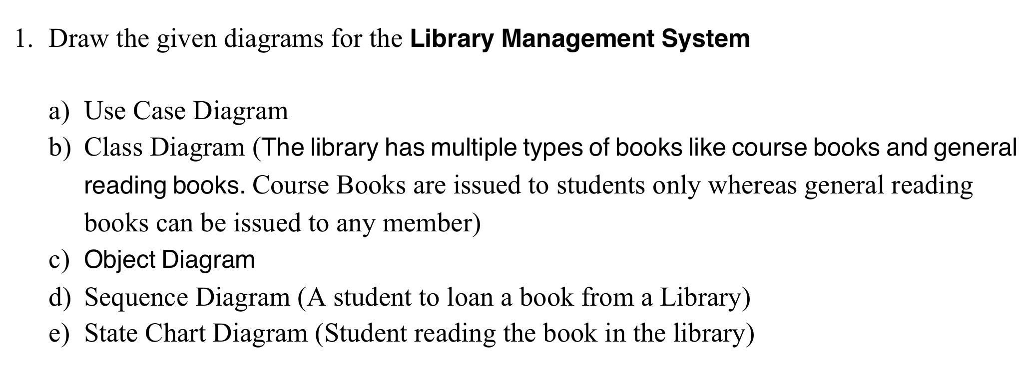Draw the given diagrams for the Library Management | Chegg.com
