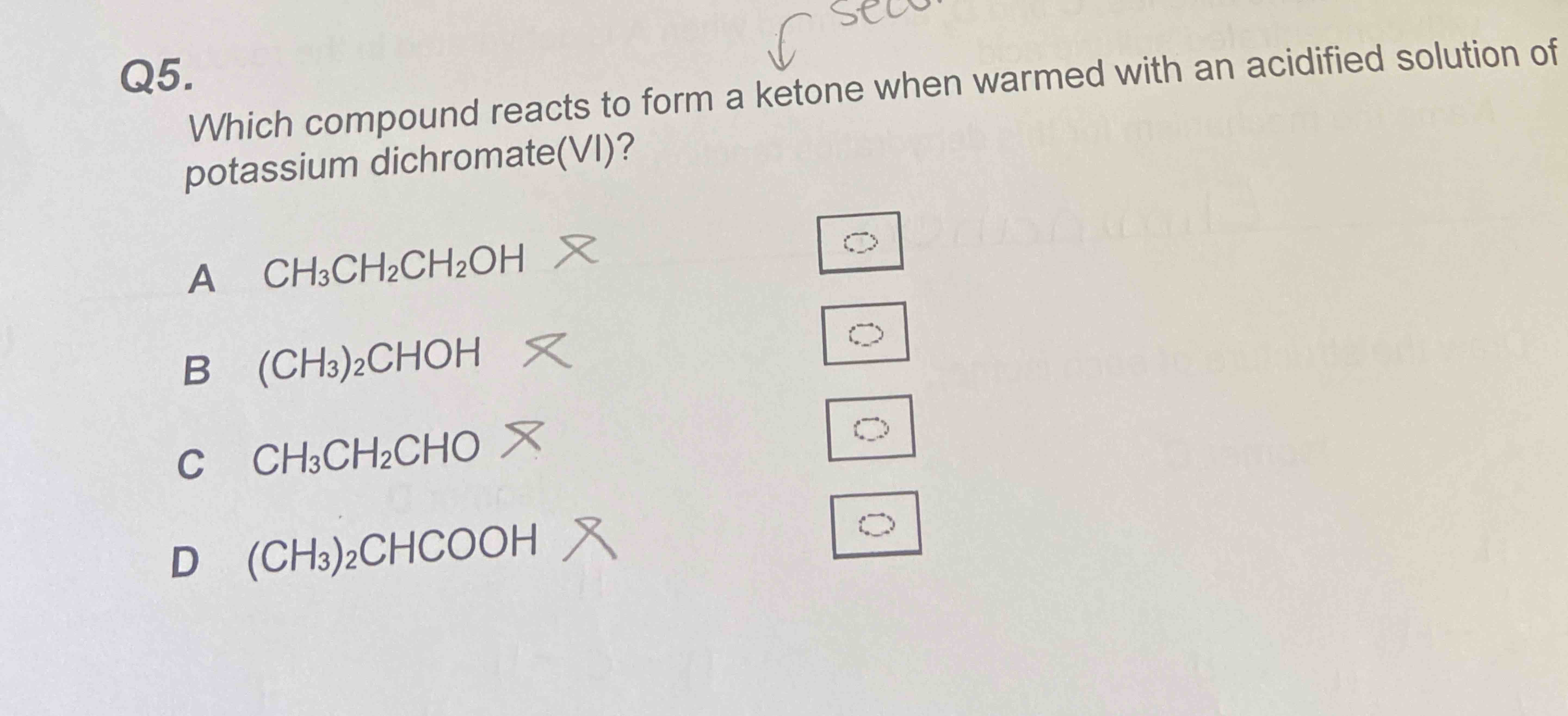 Solved code class="asciimath">Q5. ﻿Which compound reacts to | Chegg.com