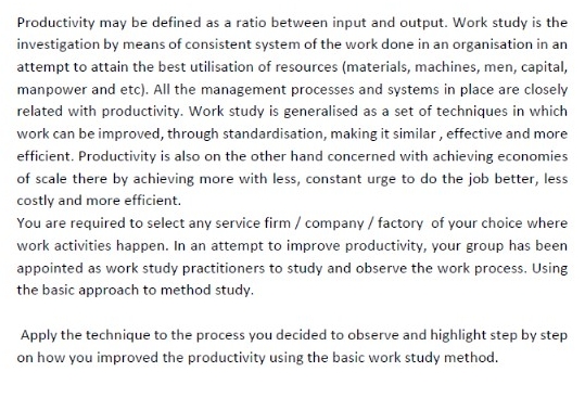 Solved Productivity may be defined as a ratio between input | Chegg.com