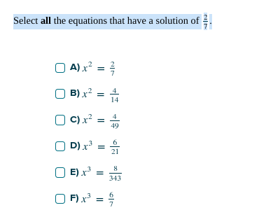 Solved code class="asciimath">Select all the equations that | Chegg.com
