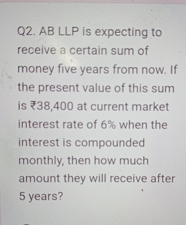 Solved Q2. ﻿ABLLP is expecting to receive a certain sum of | Chegg.com