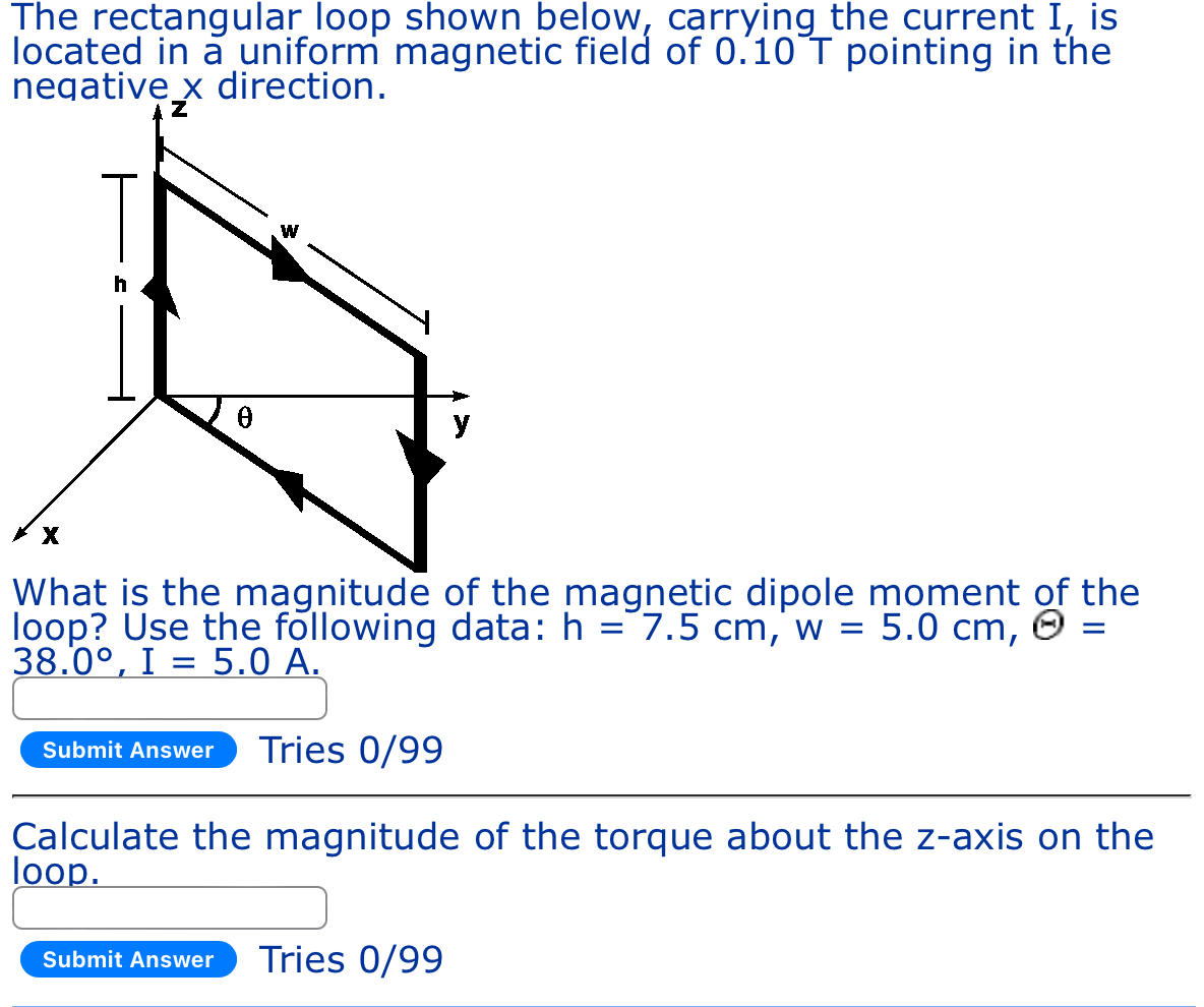 Solved The rectangular loop shown below, carrying the | Chegg.com