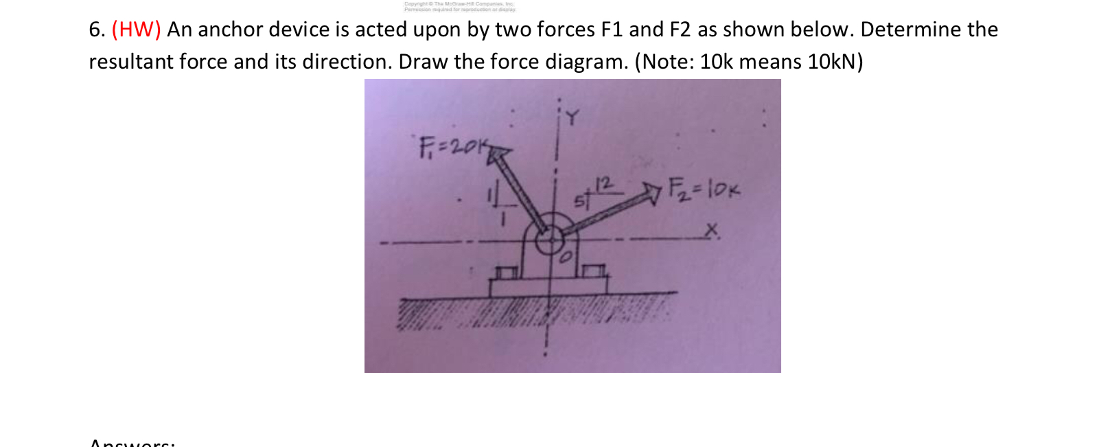 Solved (HW) ﻿An anchor device is acted upon by two forces F1 | Chegg.com