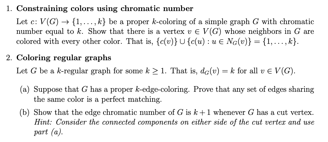 Solved Constraining colors using chromatic number Let | Chegg.com