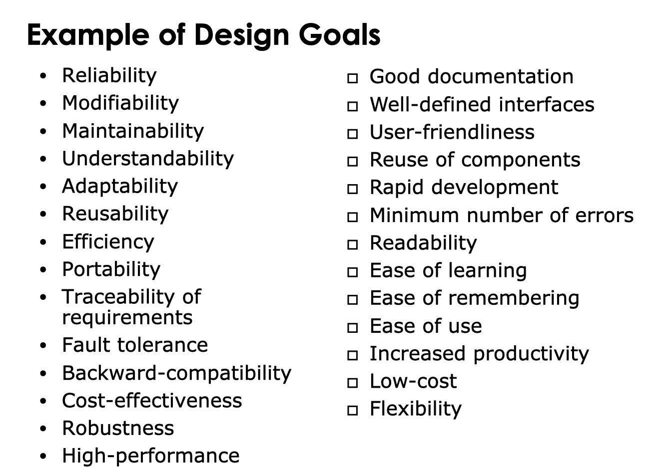 Solved Matching Example of Design Goals | Chegg.com