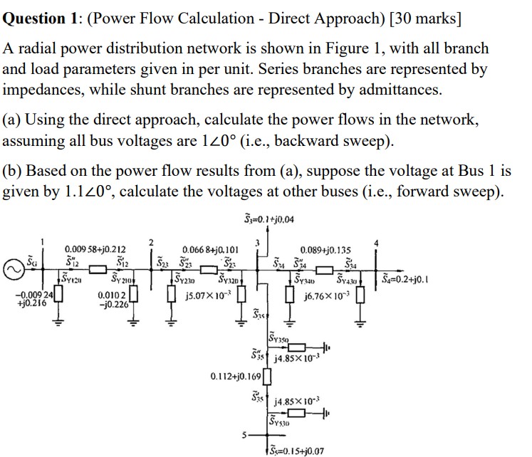 Question 1: (Power Flow Calculation - ﻿Direct | Chegg.com