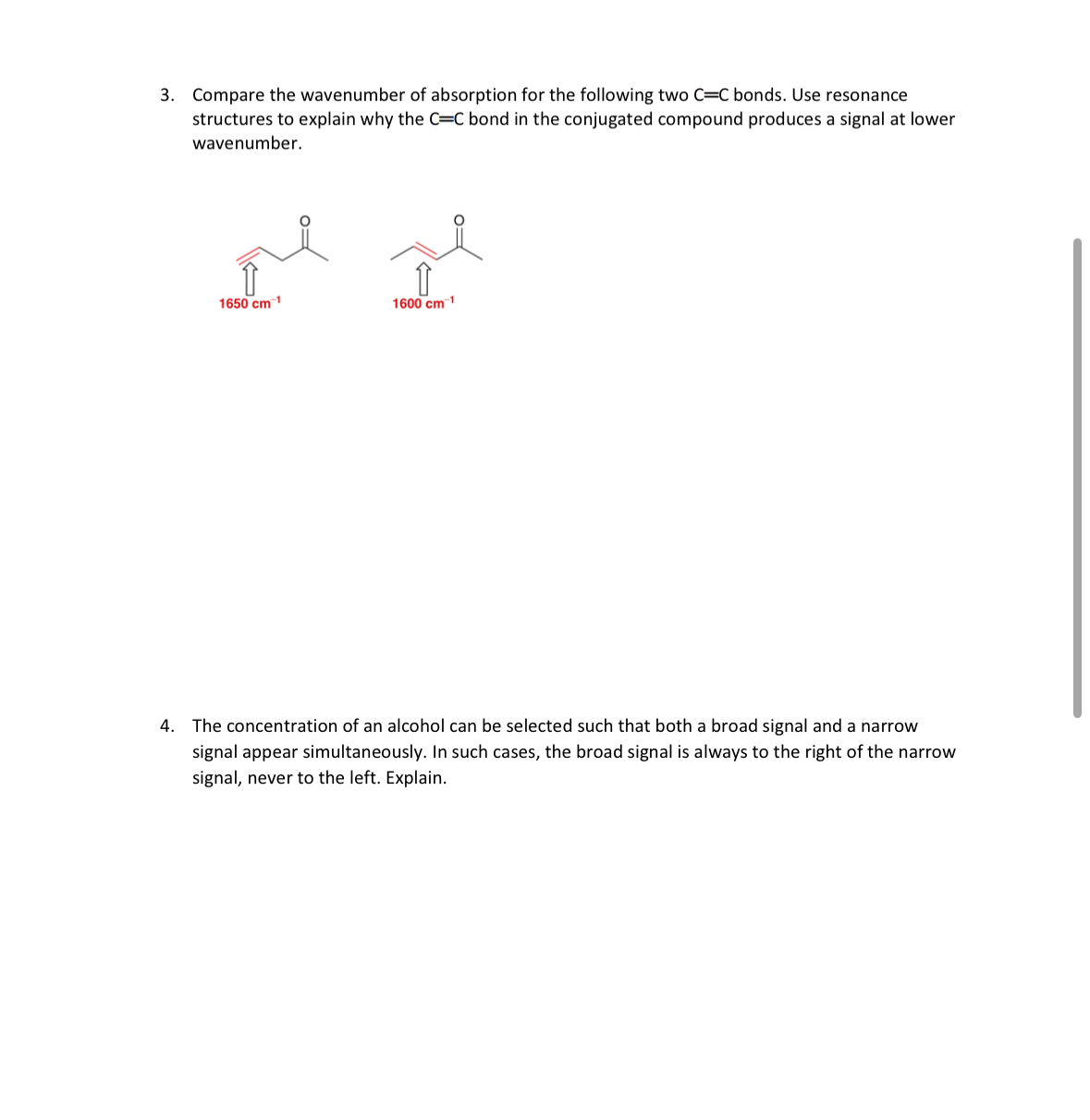 Solved Compare the wavenumber of absorption for the | Chegg.com