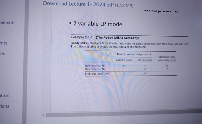Solved Download Lecture 1- 2024.pdf (1.13 ﻿MB)2 ﻿variable LP | Chegg.com
