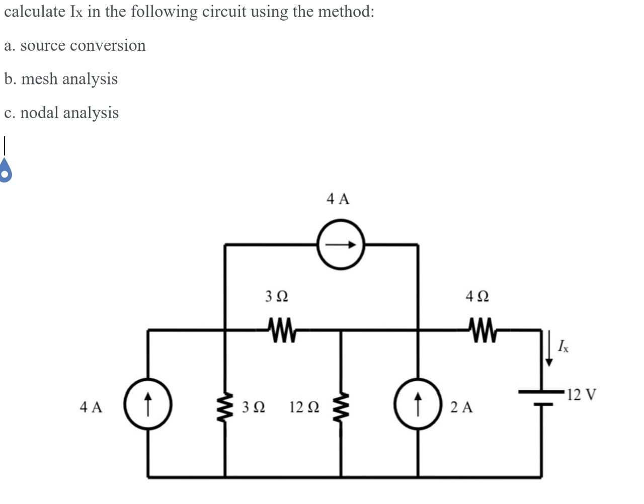 Solved calculate Ix in the following circuit using the | Chegg.com