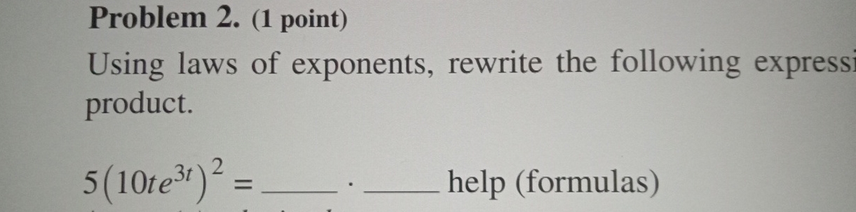 Solved Problem 2. (1 ﻿point) ﻿Using laws of exponents, | Chegg.com