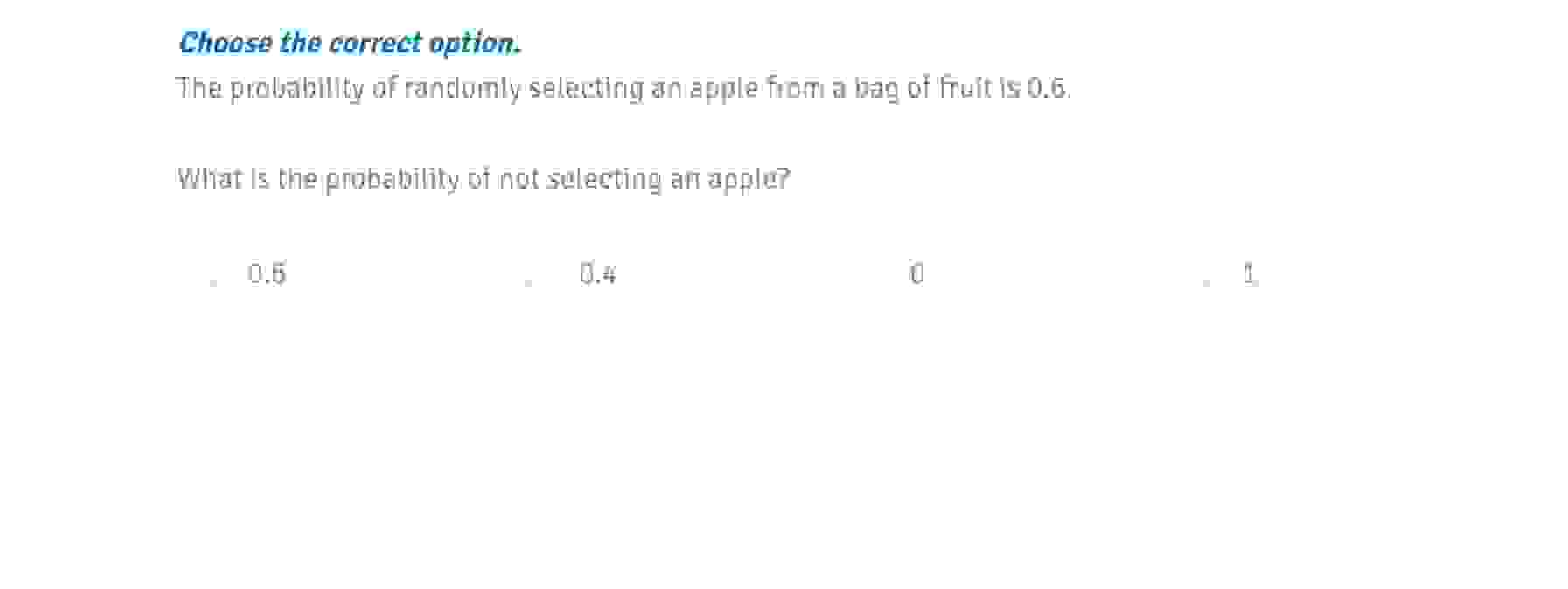 Solved Choose the correct option. The probluability of | Chegg.com