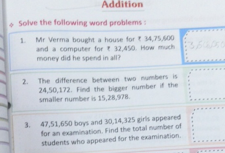 Solved Addition Solve the following word problems: Mr verma | Chegg.com