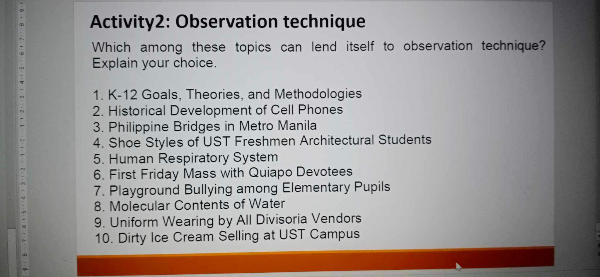 Solved Activity2: Observation technique Which among these | Chegg.com