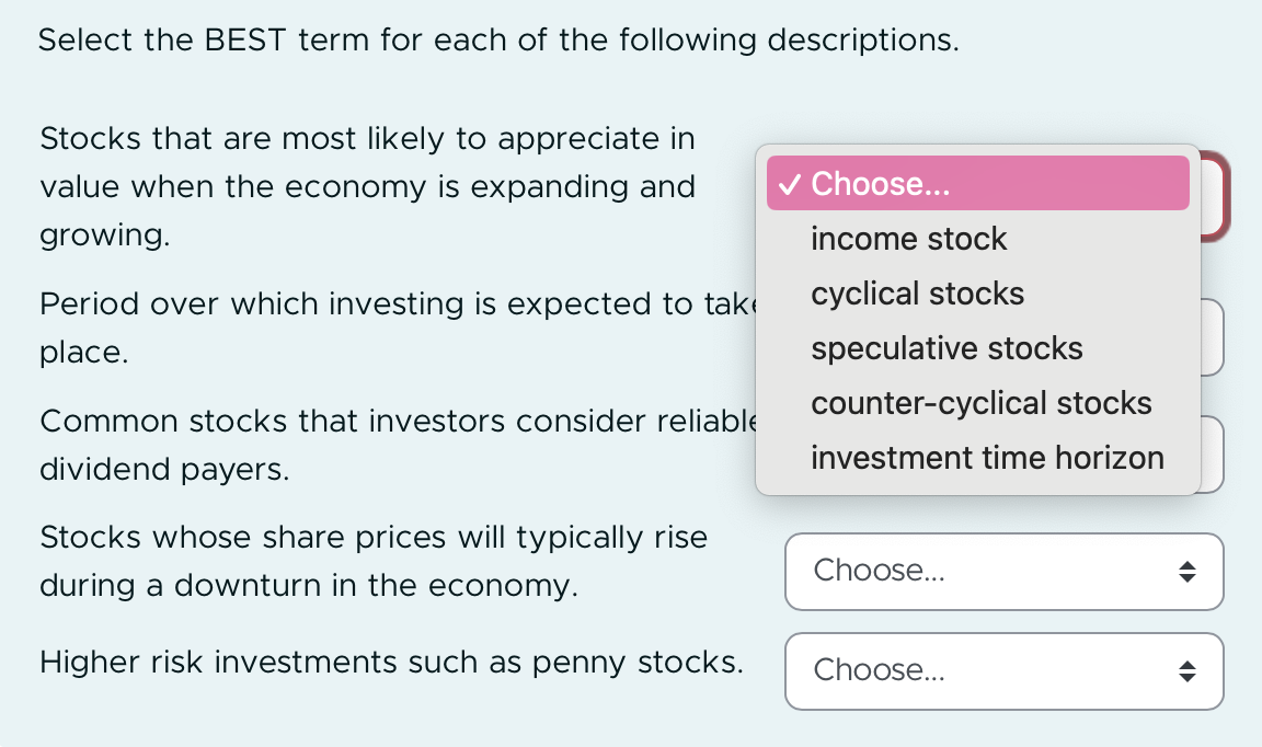 Solved code class="asciimath">Select the BEST term for each | Chegg.com